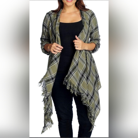 Indigo | Sweaters | Indigo Thread Co Woven Plaid Roll Tab Sleeved Open ...